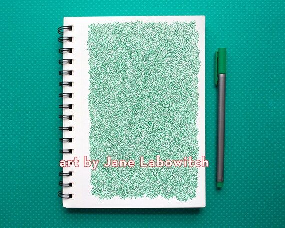 Green Leaf Doodle Tiny Art Doodle Art Small Technical | Etsy