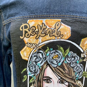 Be Kind Bee Denim Jacket Hand Painted Size Small - Etsy