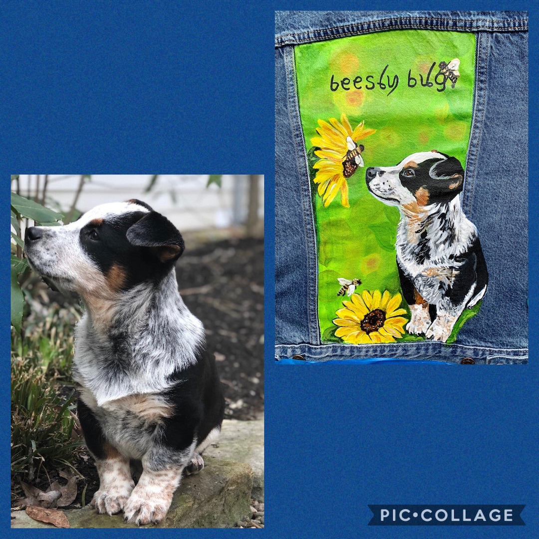 Custom Hand Painted Pet Portrait Denim Jacket Deposit - Etsy