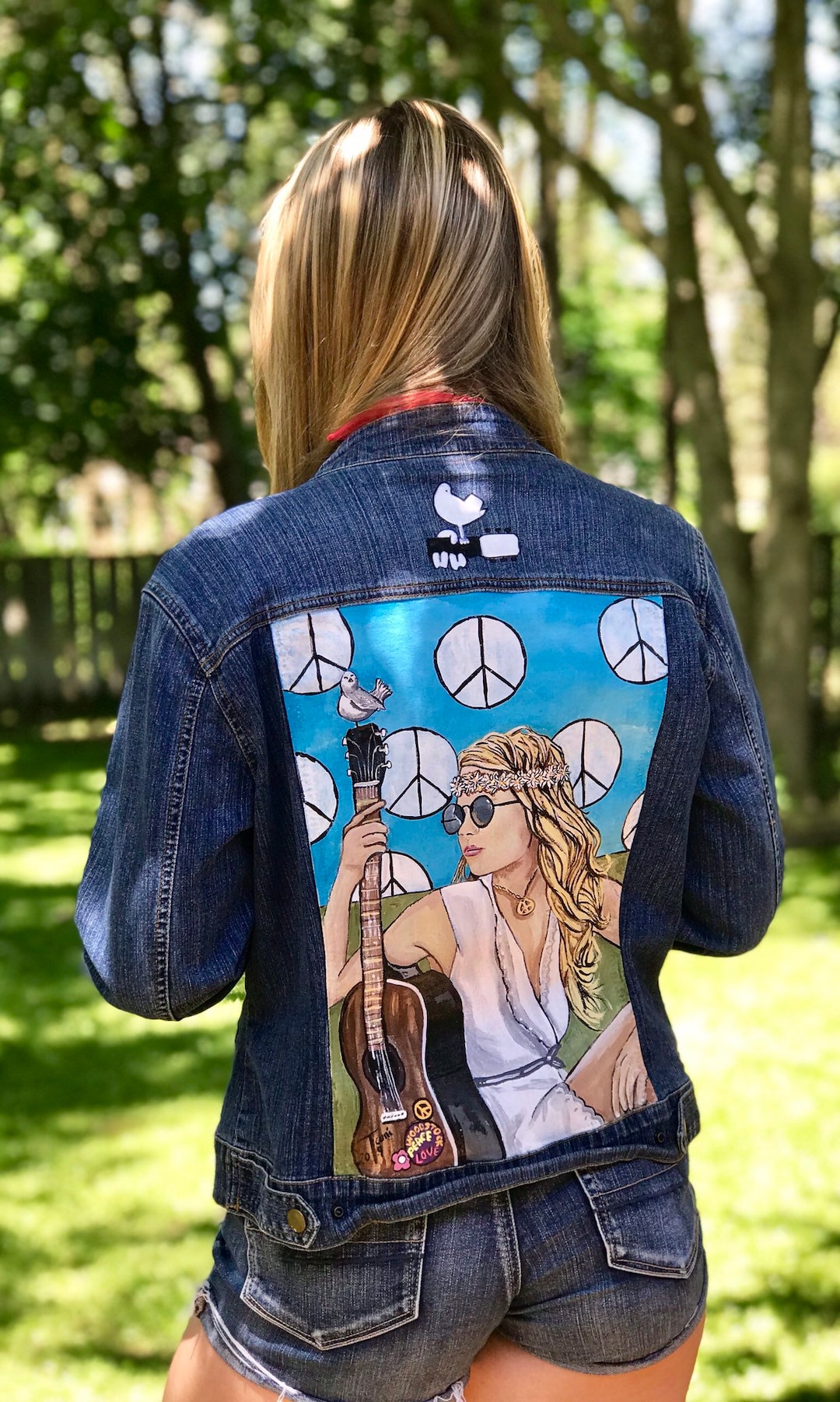 Woodstock Inspired Hand Painted Denim - Etsy
