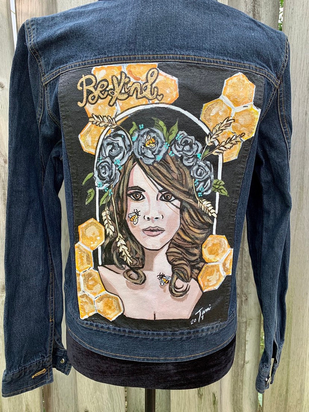Be Kind Bee Denim Jacket Hand Painted Size Small - Etsy