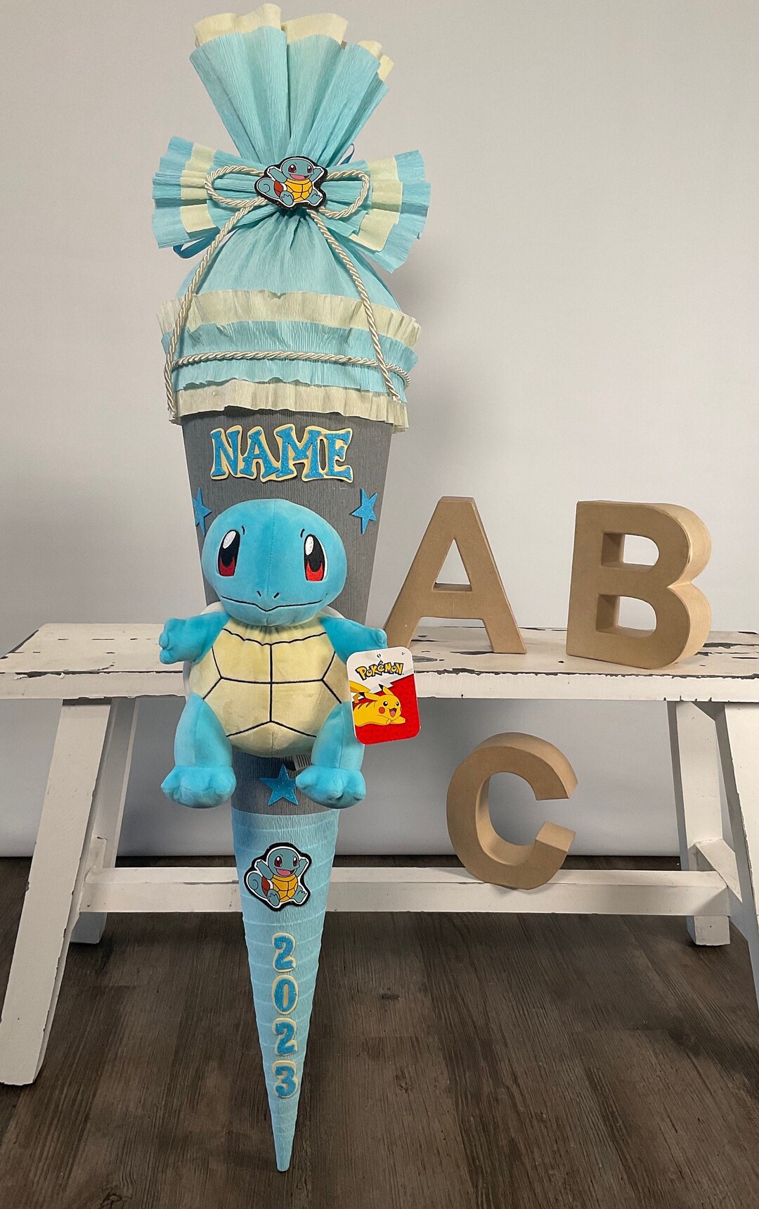 School Cone Sugar Cone With Pokémon Plush Figure Schiggy 2023 - Etsy