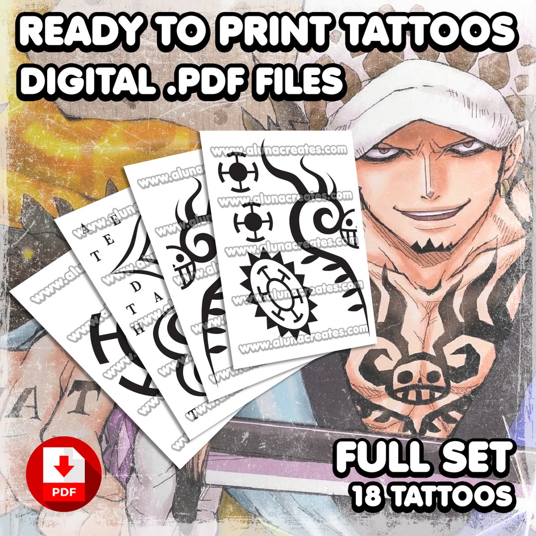 Trаfаlgаr D. Wаter Lаw | Digital Tattoos | Cosplay | Costume | Fake ...