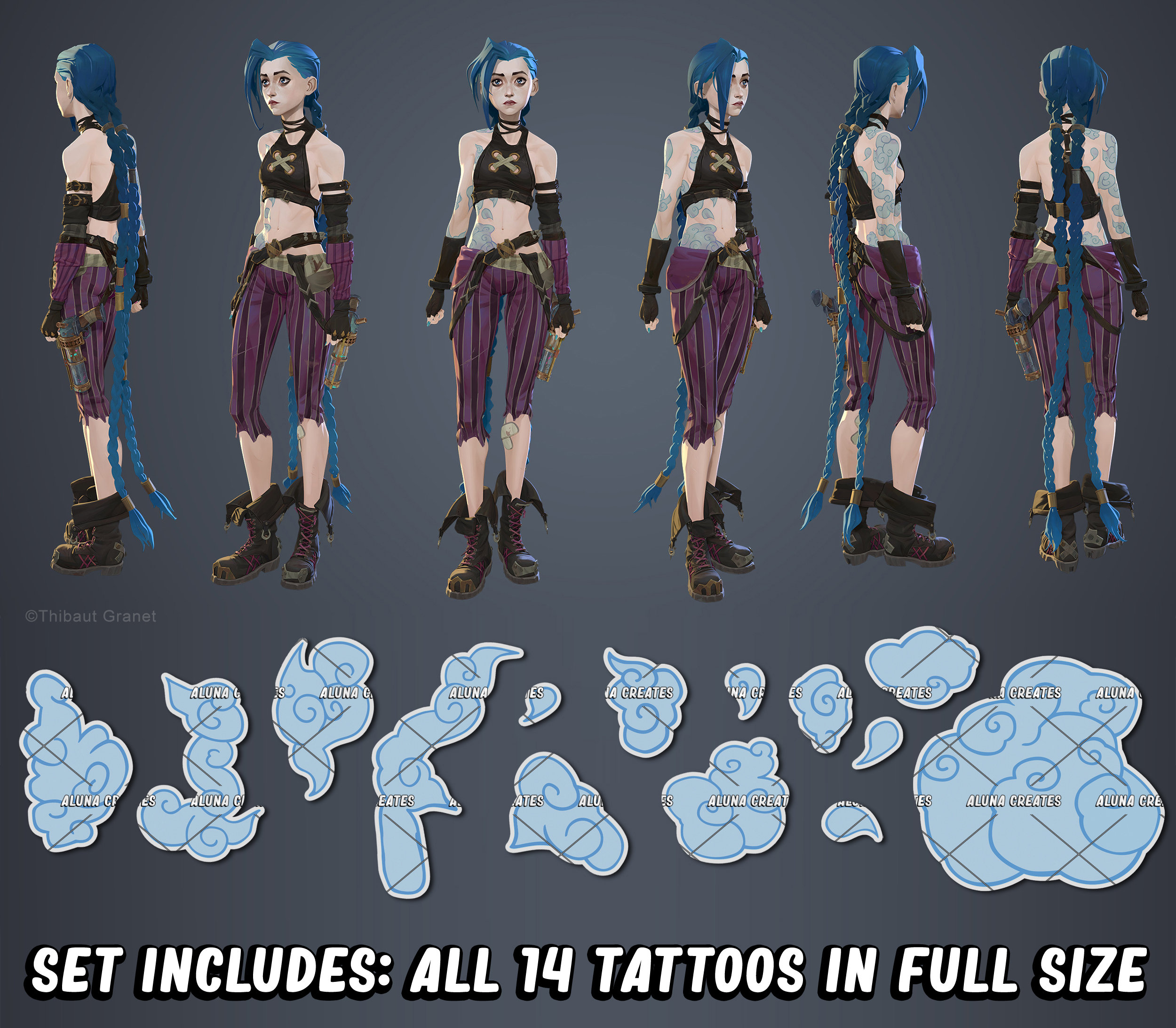 Jinx / digital Temporary Tattoos / Full Body Tattoos / - Etsy