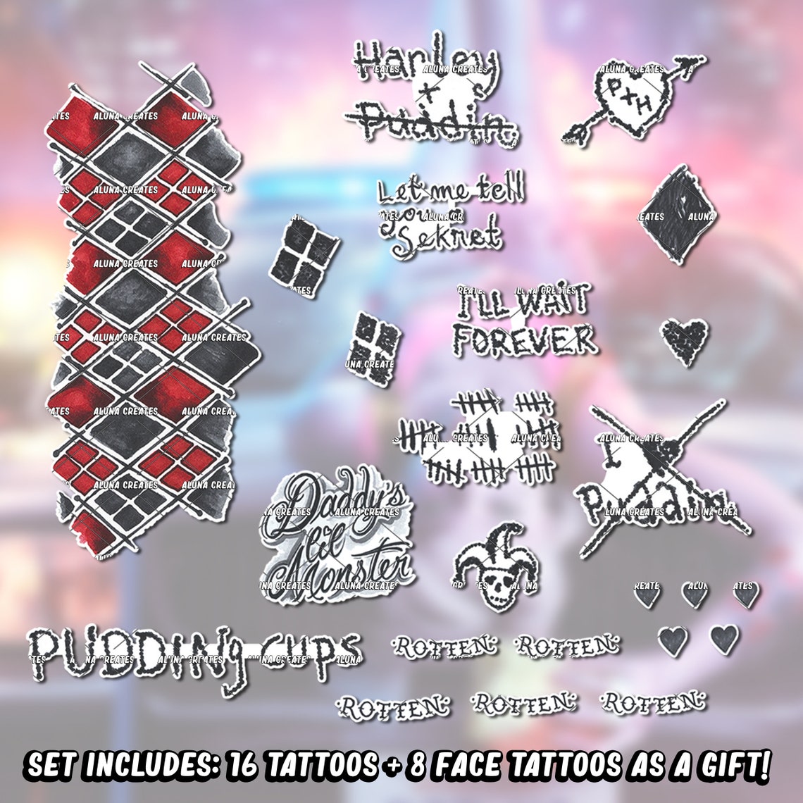 Hаrlеy Quinn BOP / Temporary Tattoos / Cosplay / Costume / - Etsy
