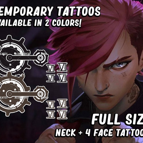 FULL SIZE Vi Cosplay Temporary Tattoo Set - Etsy
