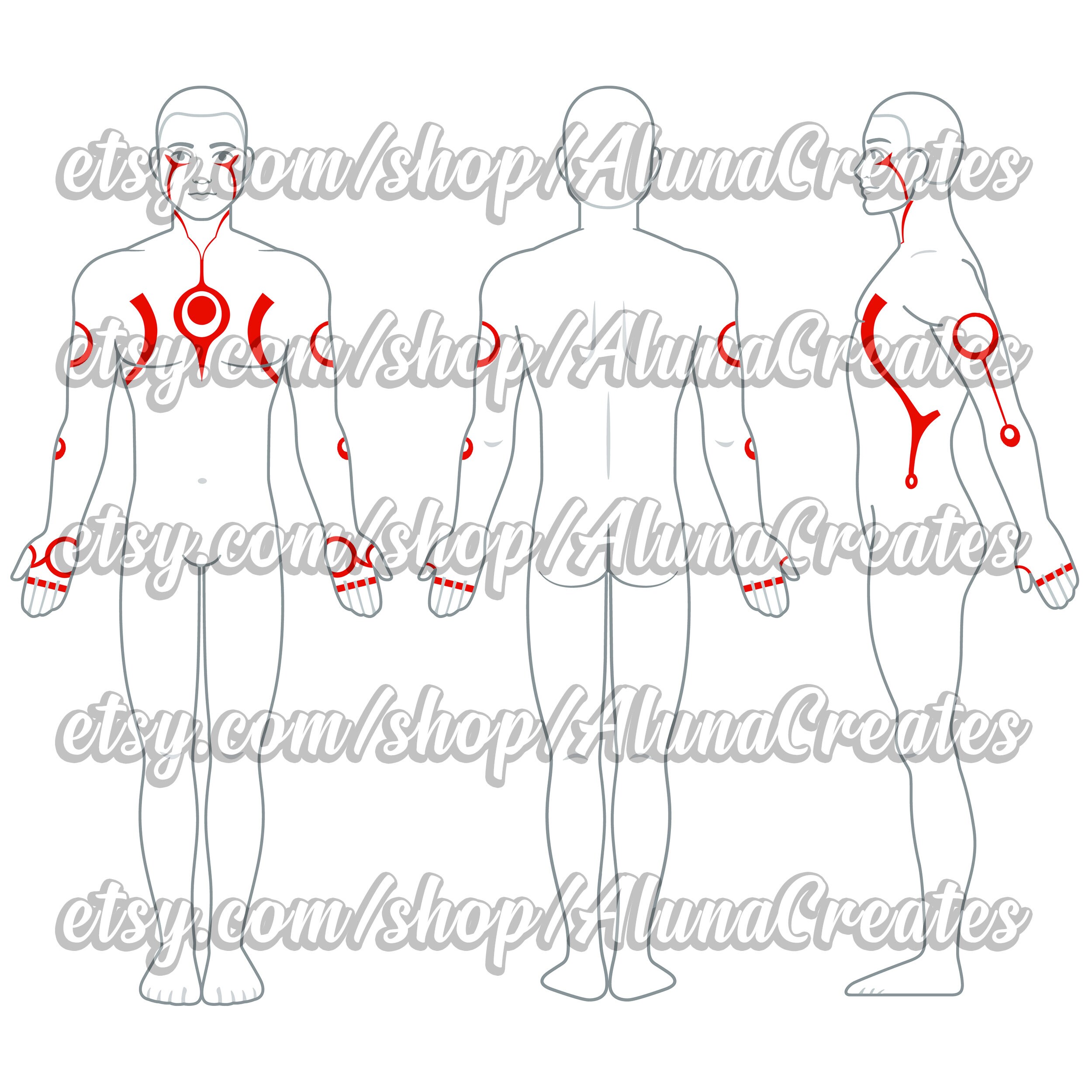 Arаtаki Ittо Temporary Tattoo Cosplay Costume Tattoos Etsy Israel