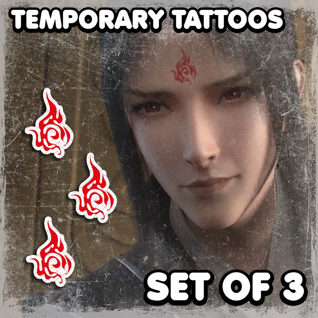 Luo Temporary Tattoos Realistic Demon Mark Tattoo Forehead Tattoo ...