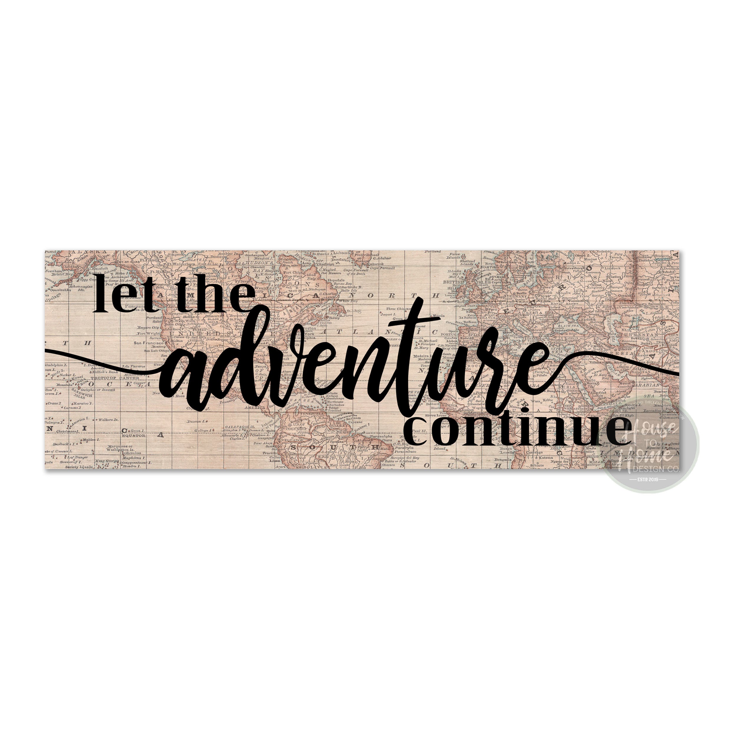 Let the Adventure Continue Map Rustic Wooden Framed Sign | Etsy