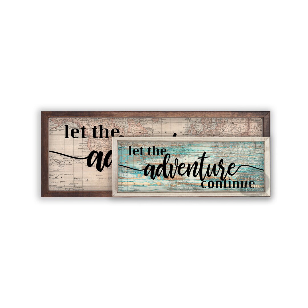Let the Adventure Continue Map Rustic Wooden Framed Sign - Etsy