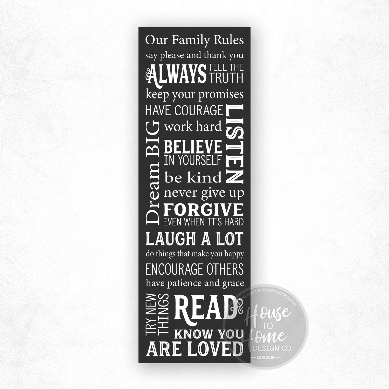 Family Rules Wooden Framed Sign | Etsy