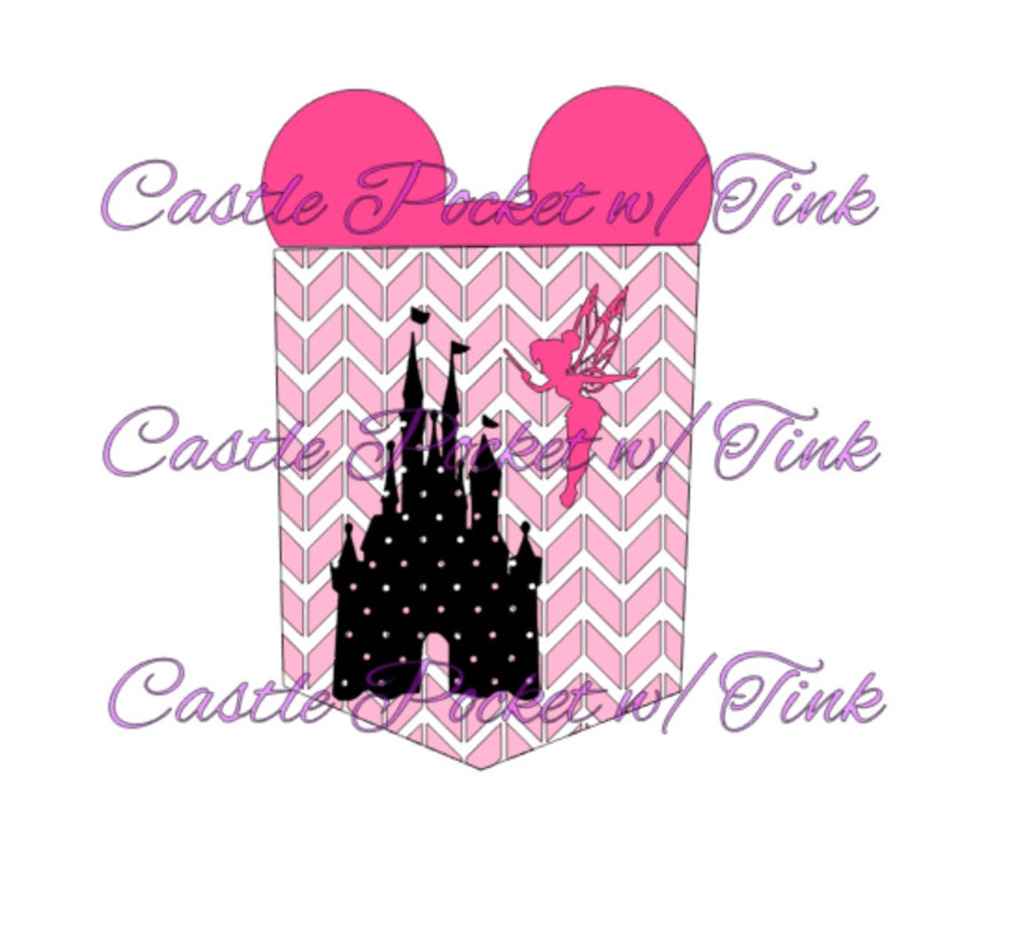 Castle Pocket With Mickey Ears and Tinkerbell ORIGINAL DESIGN - Etsy