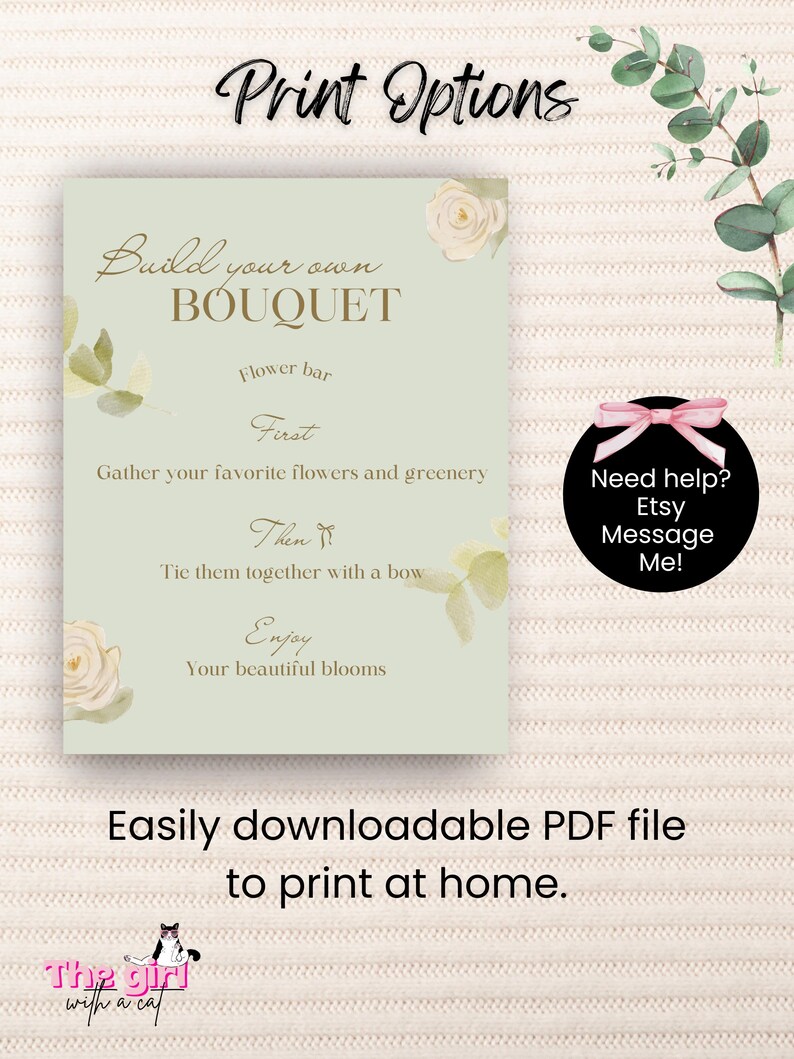 Flower Bar Sign: Build Your Own Bouquet Printable (PDF) - Etsy