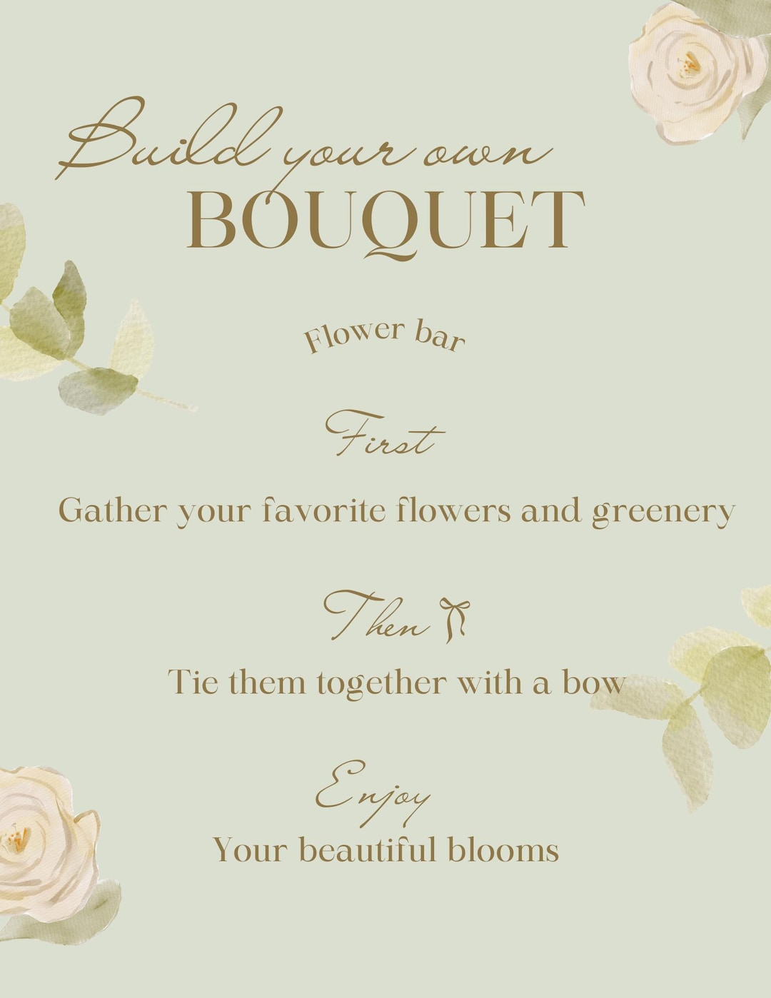 Flower Bar Sign: Build Your Own Bouquet Printable (PDF) - Etsy