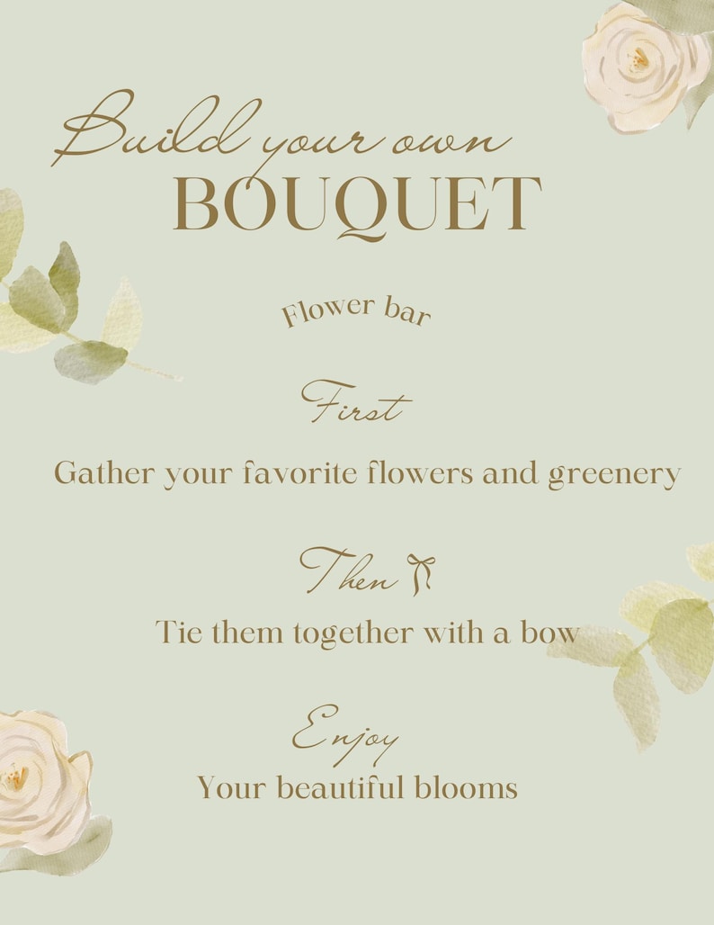 Flower Bar Sign: Build Your Own Bouquet Printable (PDF) - Etsy