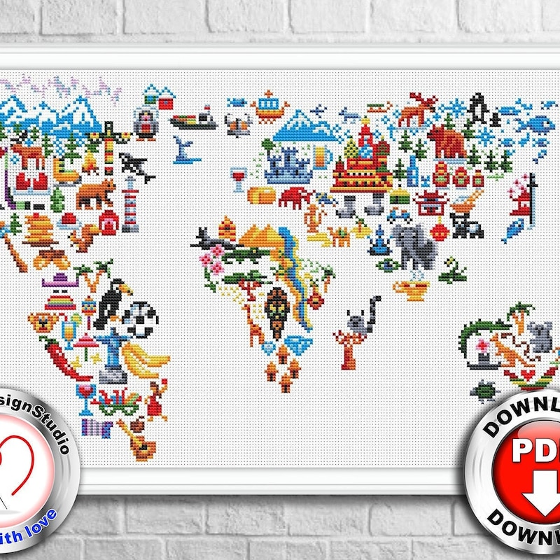 World Map Knitting Pattern - Etsy