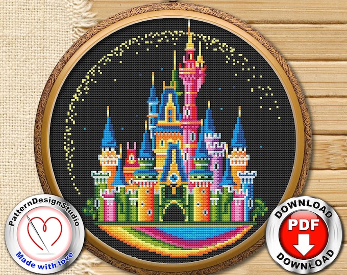 Paris Disney Castle CS809, Counted Cross Stitch Pattern KIT and PDF ...