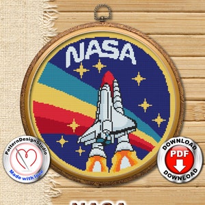Nasa Spaceship Embroidery PDF Pattern Cross Stitch Download Spacex ...