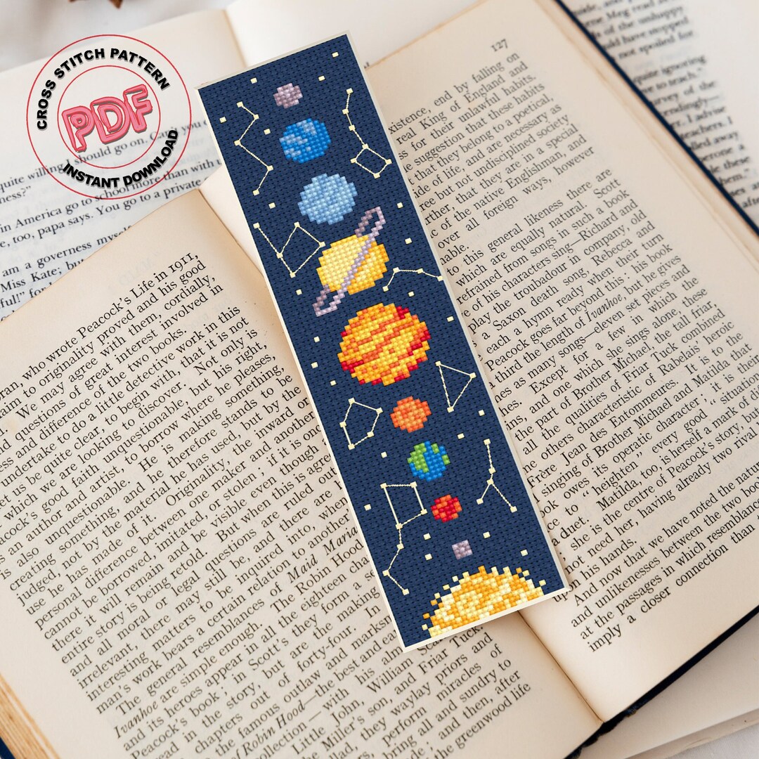 Solar System Bookmark Cross Stitch Pattern PDF, Unique Space Pattern ...