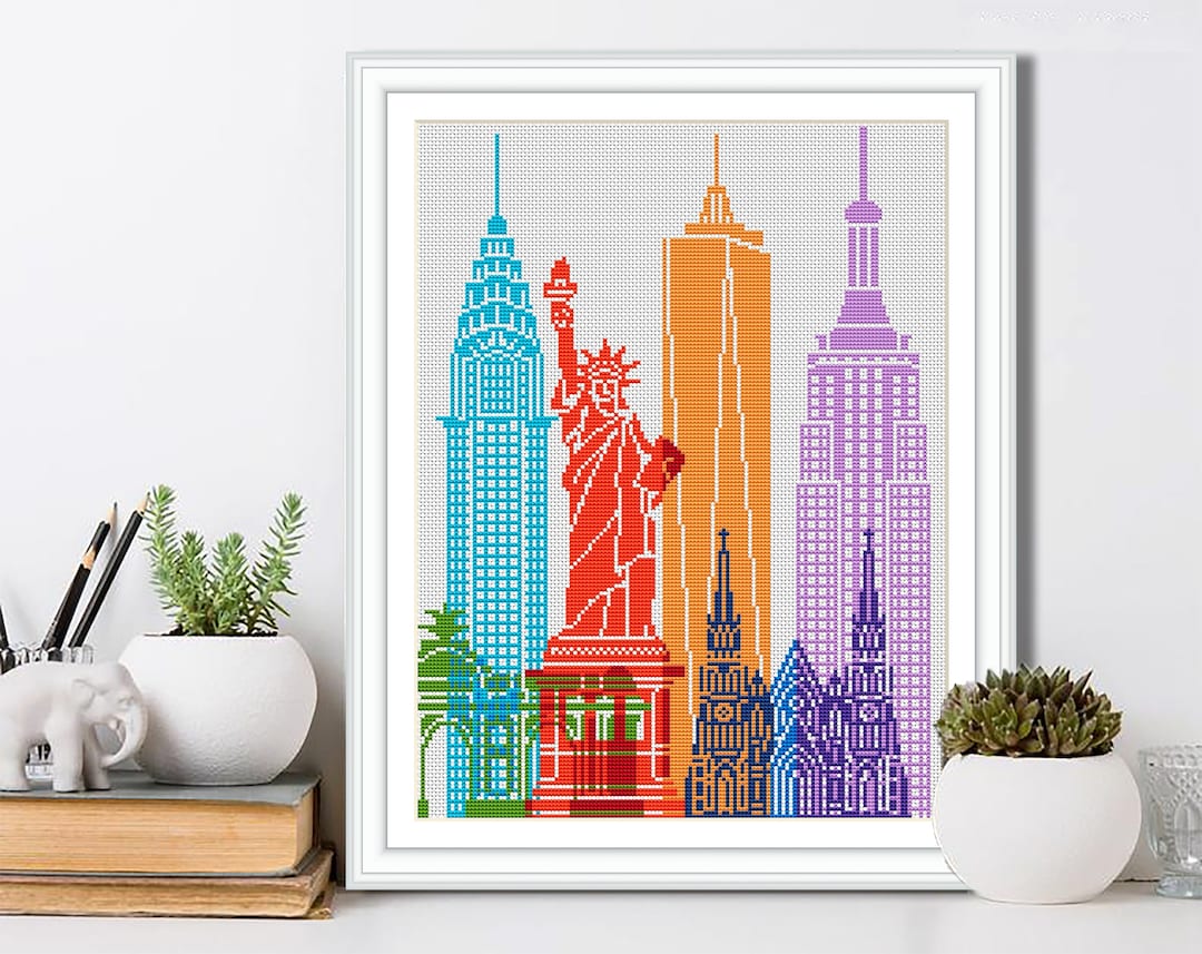 New York Cross Stitch Pattern PDF Digital File, Travel USA Cross Stitch ...