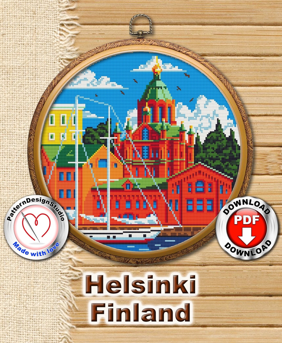 Helsinki Finland Embroidery PDF Pattern Cross Stitch Download ...