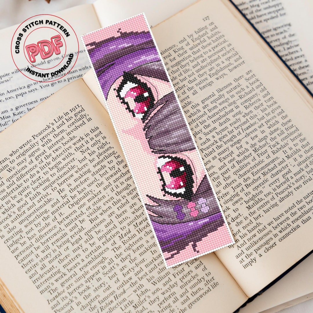 Anime Eyes Cross Stitch Bookmark Pattern PDF, Cute Anime Embroidery ...