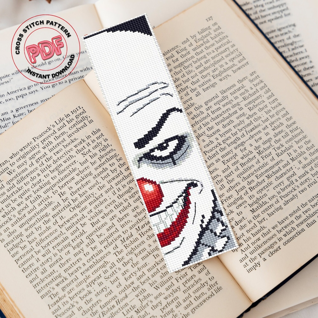 Horror Bookmark Cross Stitch Pattern PDF Download, Creepy Clown ...