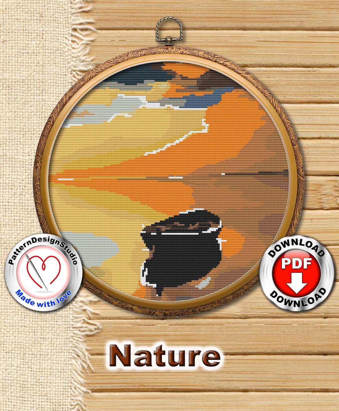 Nature Cross Stitch Pattern Landscape Sea Easy Simple Modern Counted ...