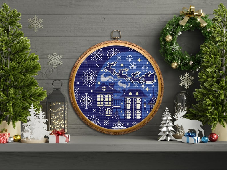Christmas Scene Cross Stitch Pattern PDF Download, Winter Cross Stitch ...