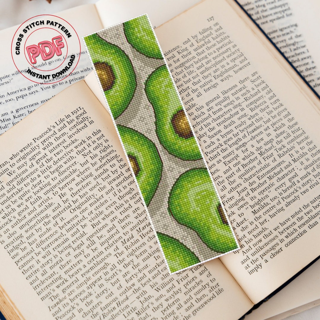 Avocado Bookmark Cross Stitch Pattern PDF, Fruit Embroidery, Food Cross ...