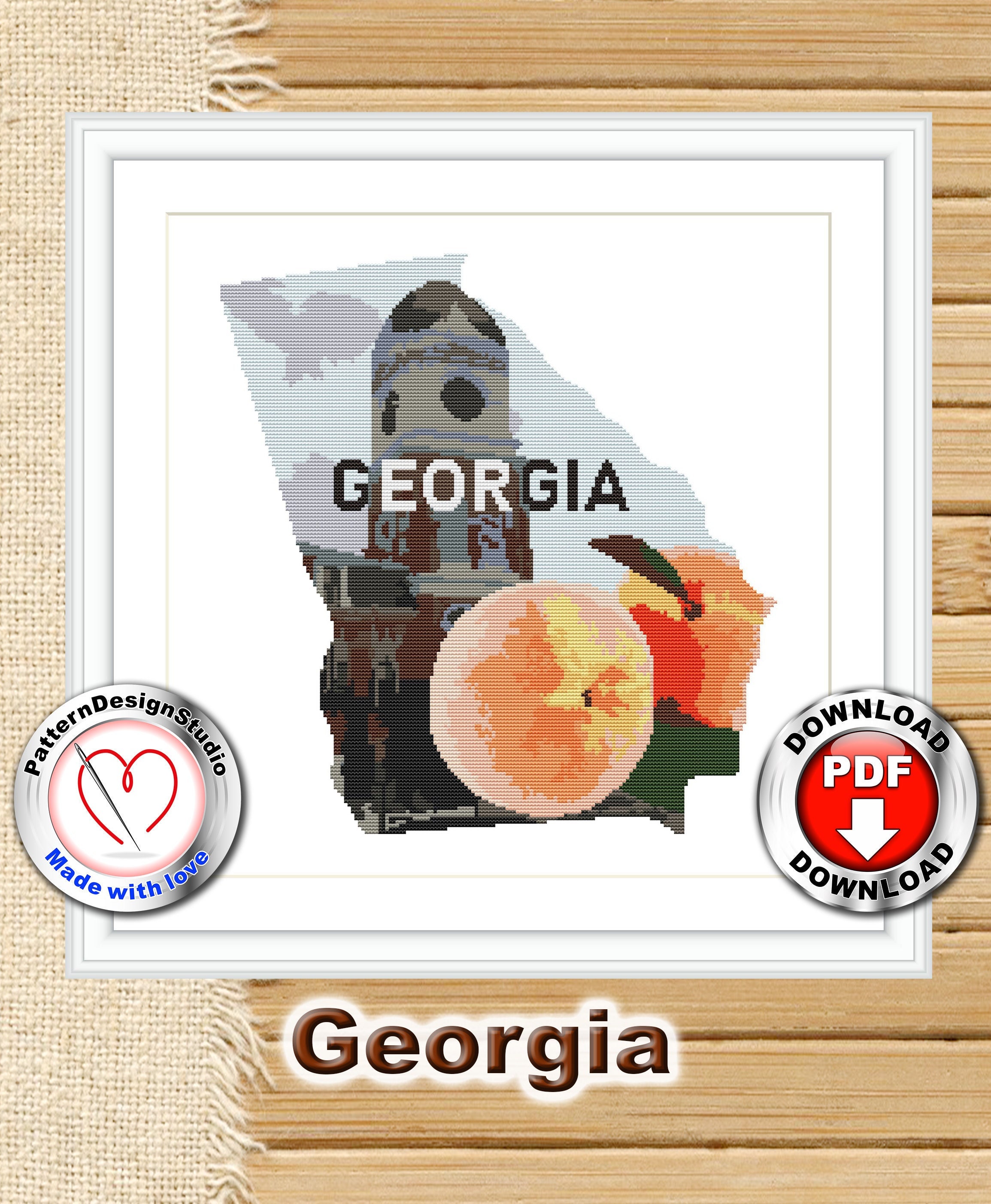 Georgia State Modern Counted Cross Stitch Pattern Nature | Etsy