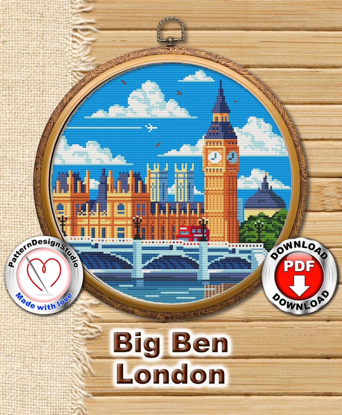 Big Ben London PDF Embroidery Pattern Digital Chart Modern - Etsy
