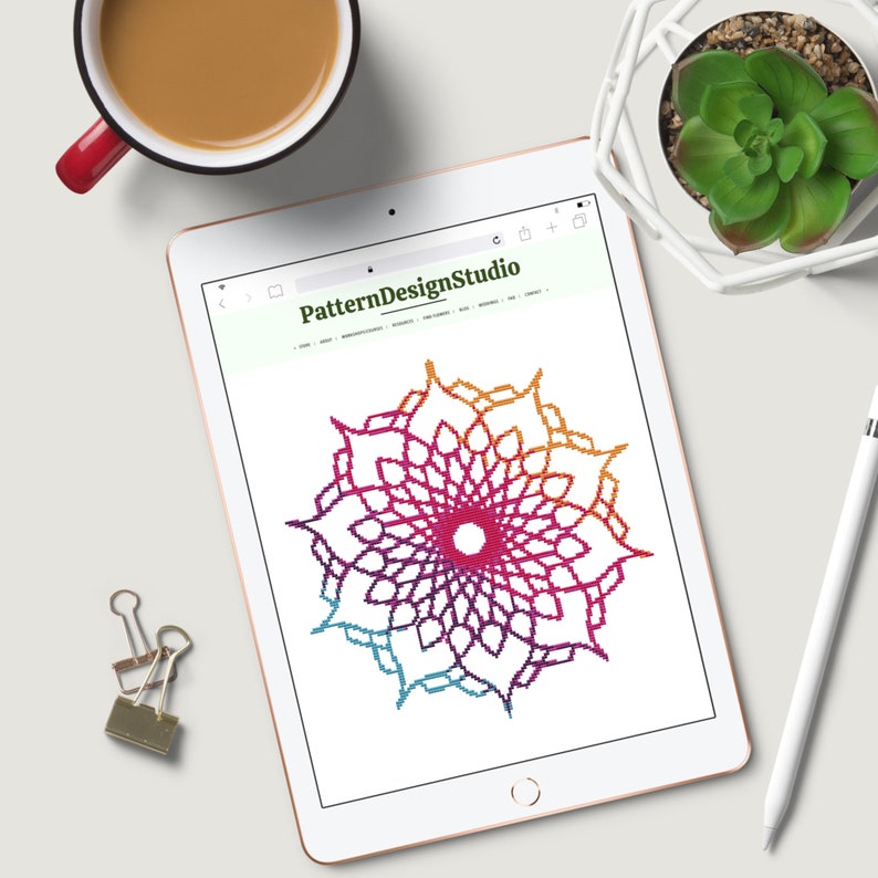 Gradient Mandala Cross Stitch Pattern, Geometric Design, Rainbow ...