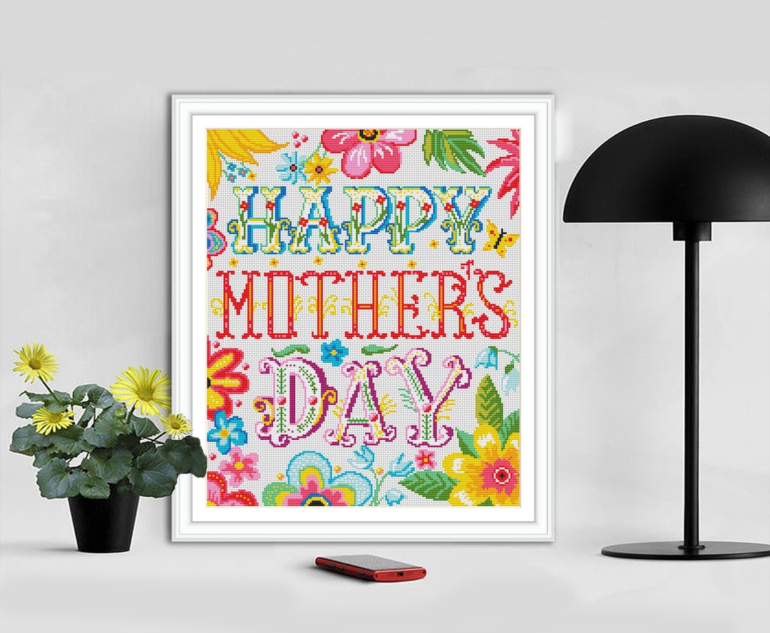 Happy Mother's Day Cross Stitch Pattern, Easy Modern Counted Cross ...