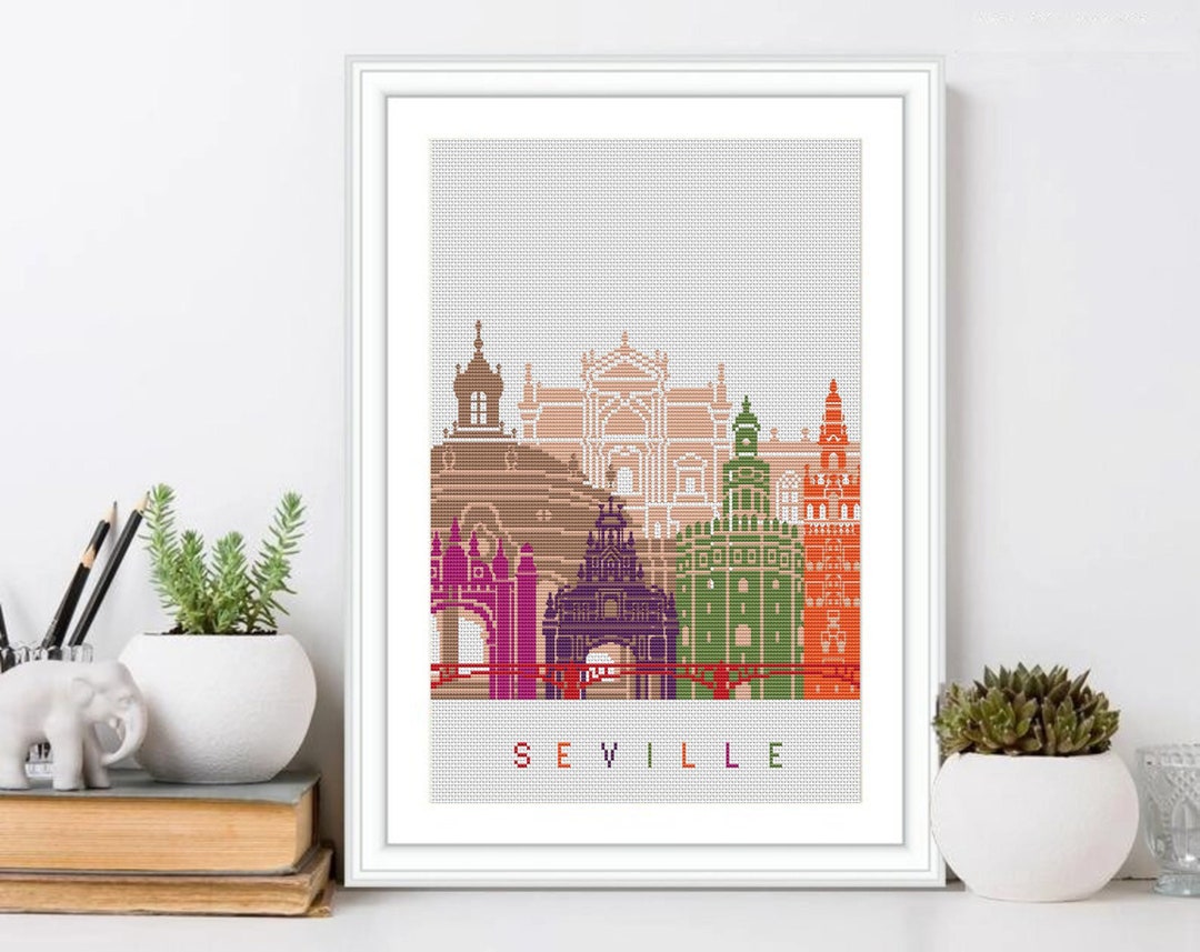 Seville Cross Stitch Pattern PDF Digital File, Travel Spain Cross ...