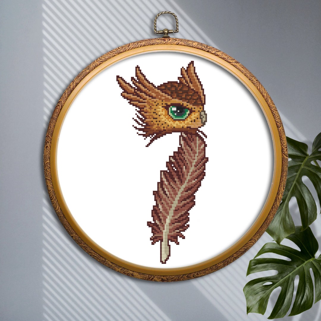 Owl Cross Stitch Pattern PDF Feather Bird Easy Counted Cross Stitch ...