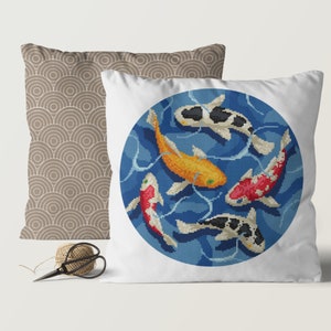 Koi Fish Pond Cross Stitch Pattern PDF Download, Oriental Japanese Koi ...