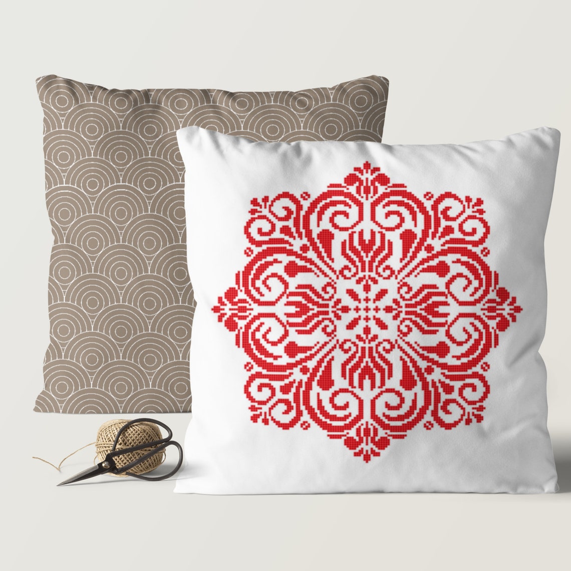 Mandala Cross Stitch Pattern PDF Bright Red Floral Geometric Mandala ...