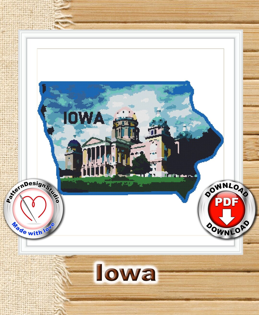 Iowa State Modern Counted Cross Stitch Pattern, Nature Cross Stitch ...