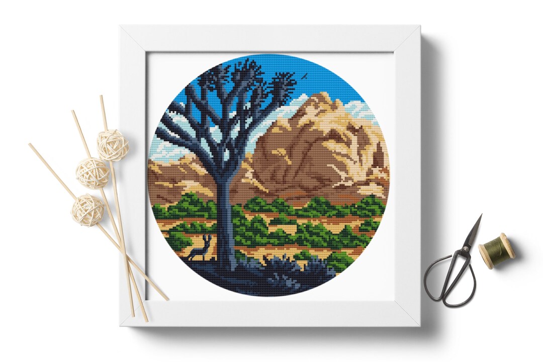 Joshua Tree National Park Modern Cross Stitch Pattern Nature Embroidery ...