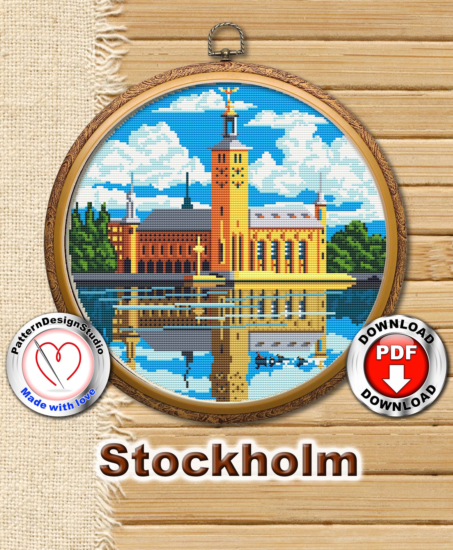 Stockholm Sweden P224 Cross Stitch Embroidery Pattern Instant | Etsy
