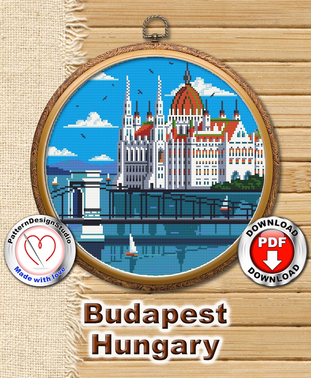 Budapest Hungary Cross Stitch Embroidery PDF Pattern Download - Etsy