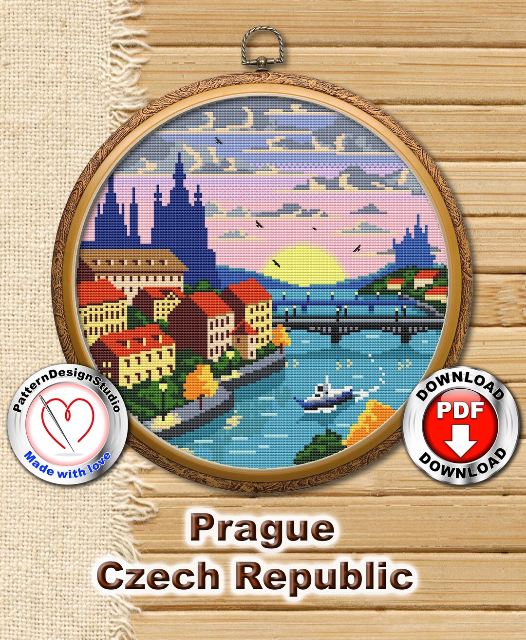 Prague Czech Republic Cross Stitch Embroidery PDF Pattern Download ...