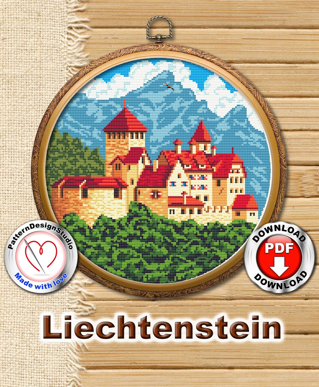 Liechtenstein #P233 Cross Stitch Embroidery PDF Pattern Download ...
