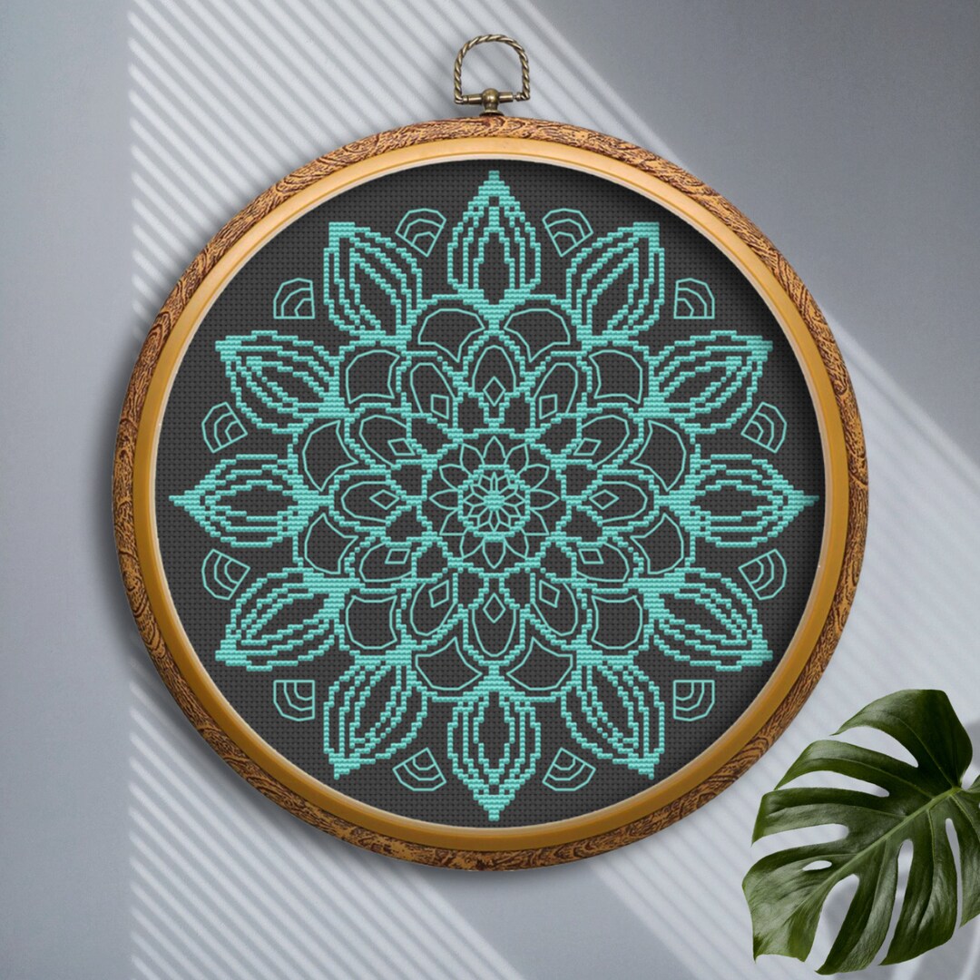 Mandala Cross Stitch Pattern PDF Download, Monochrome Floral Ornament ...