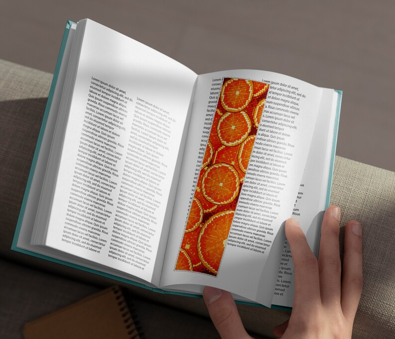 Orange Bookmark Cross Stitch Pattern PDF, Fruit Embroidery, Food Cross ...