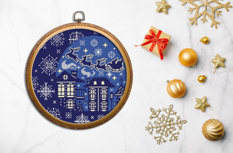 Christmas Scene Cross Stitch Pattern PDF Download Modern - Etsy