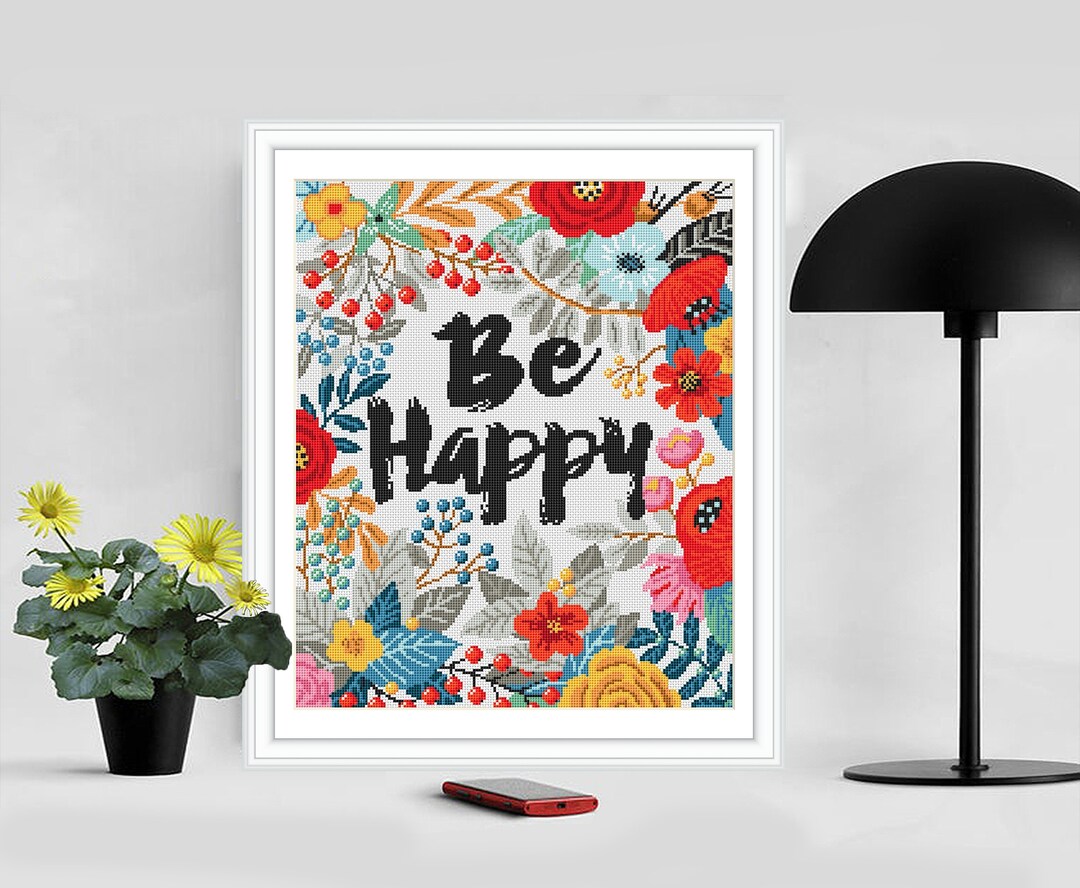Be Happy Cross Stitch Pattern PDF Instant Download, Counted сross ...