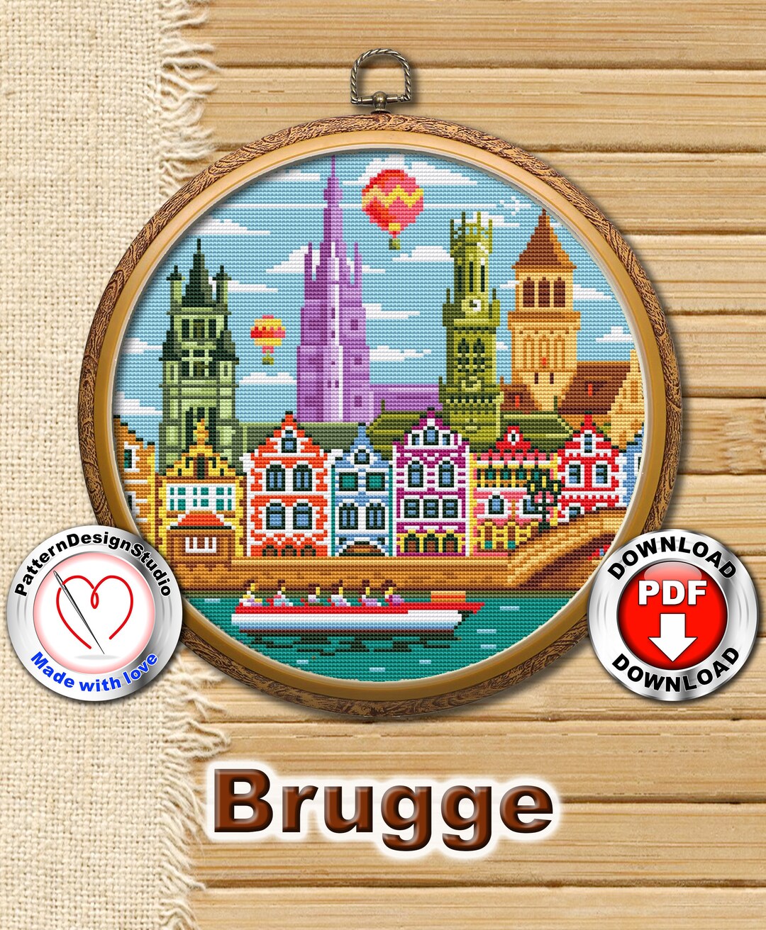 Denmark Cross Stitch Embroidery Pattern Instant Download Modern ...