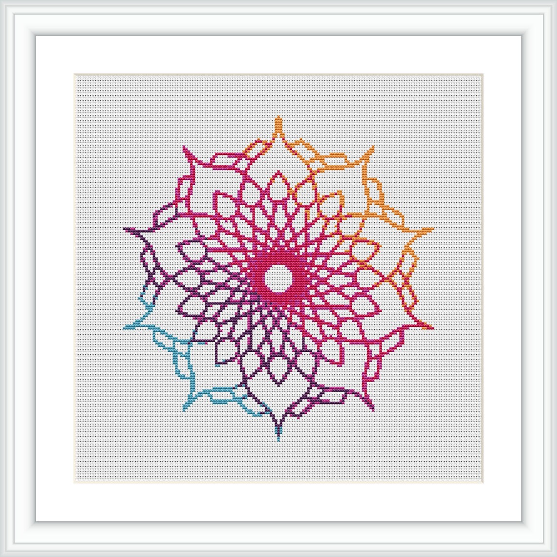 Gradient mandala cross stitch pattern Geometric design | Etsy